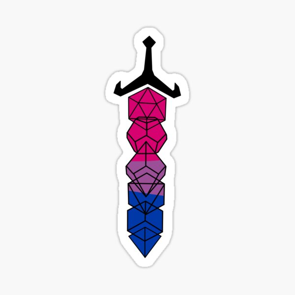 "Bi pride dice stack sword" Sticker for Sale by darkj76 | Redbubble