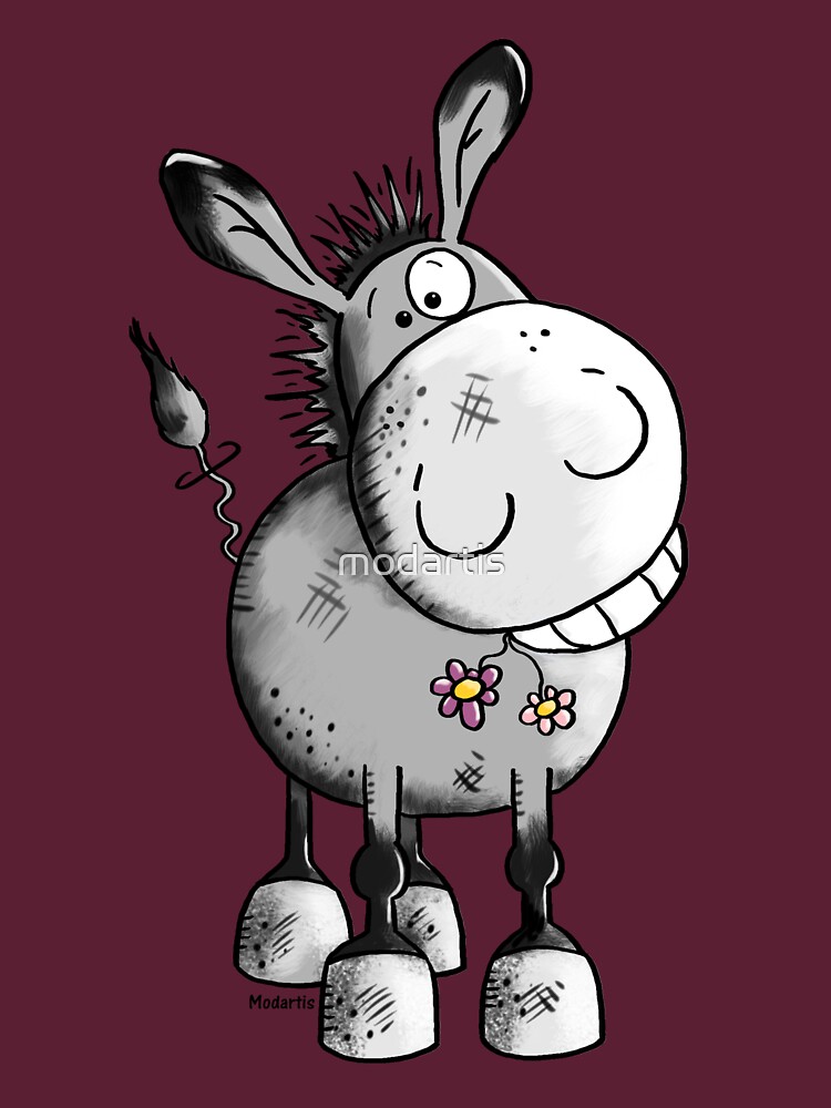 "Cute Donkey With Flowers - Comic - Donkeys - Gift" T-shirt for Sale by ...