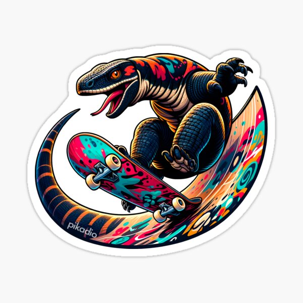 "Komodo Dragon Skate" Sticker by Pikadio | Redbubble
