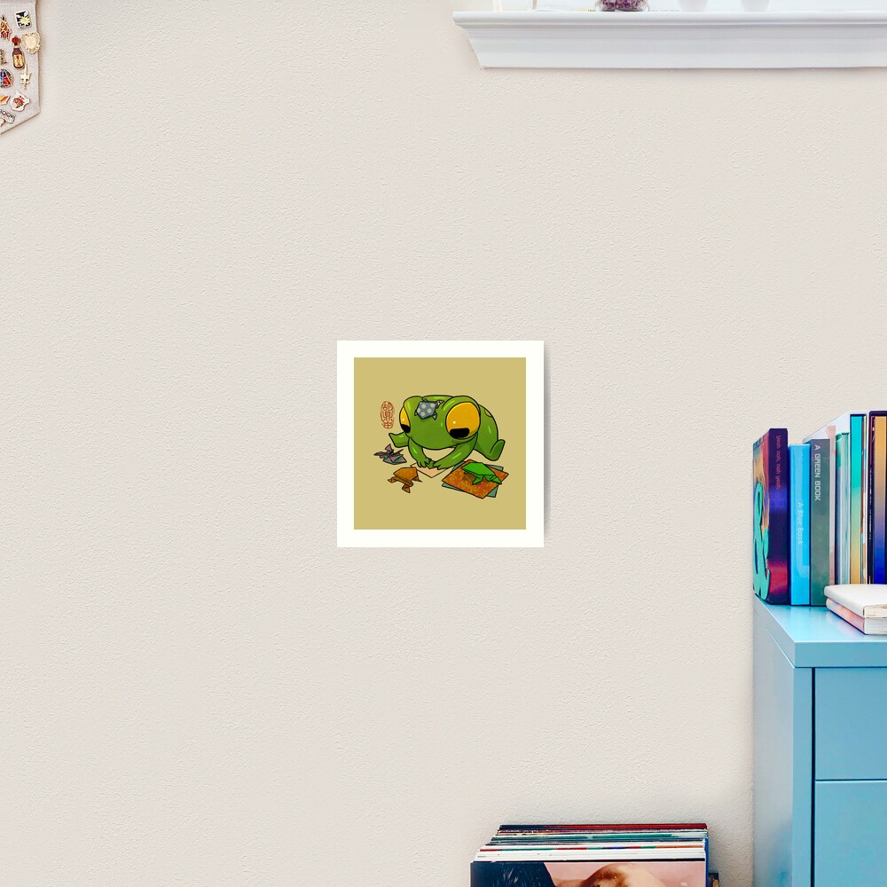 "cute frog making origami artwork asian style" Poster for Sale by ...