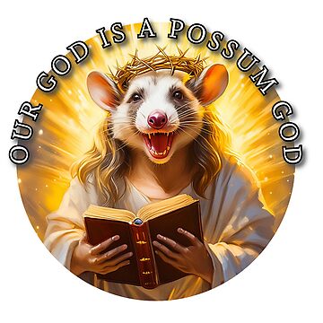 "Our God Is A Possum God Sticker" Sticker for Sale by Anxious-Lemon ...