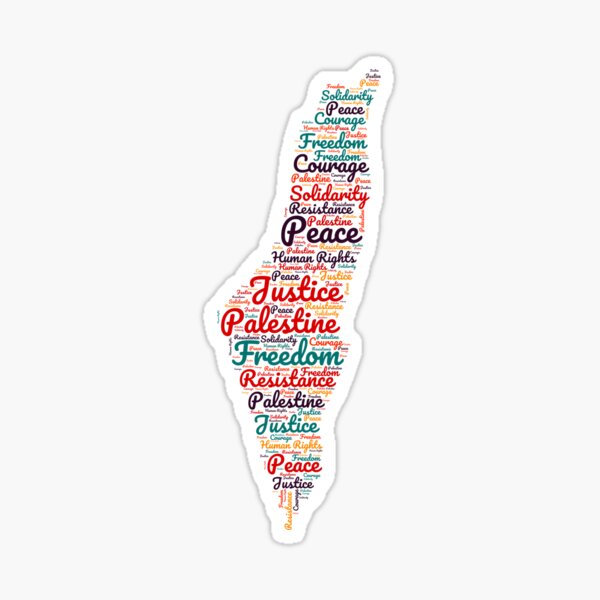 ""Palestine Word Typography: Cities and Regions Map"" Sticker for Sale ...