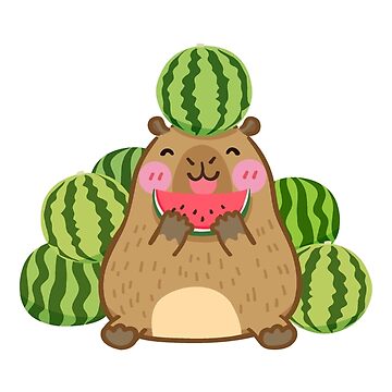 "Capybara Eat Watermelon" Sticker for Sale by Lurgi-Print | Redbubble
