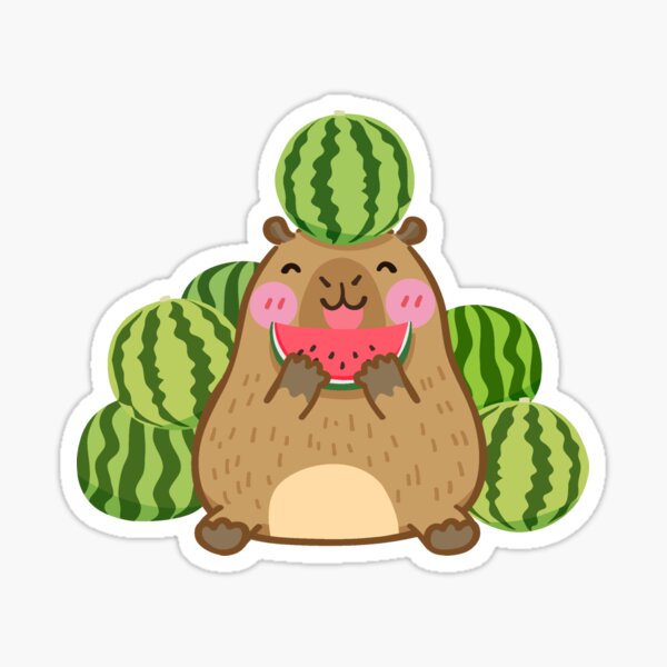 "Capybara Eat Watermelon" Sticker for Sale by Lurgi-Print | Redbubble