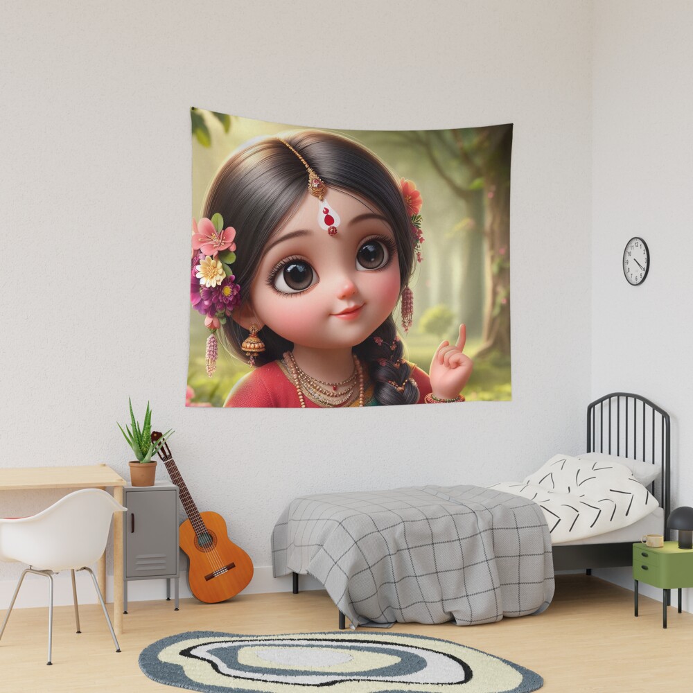 "Beautiful Radha Rani Talking with Friend about Krishna" Sticker for ...