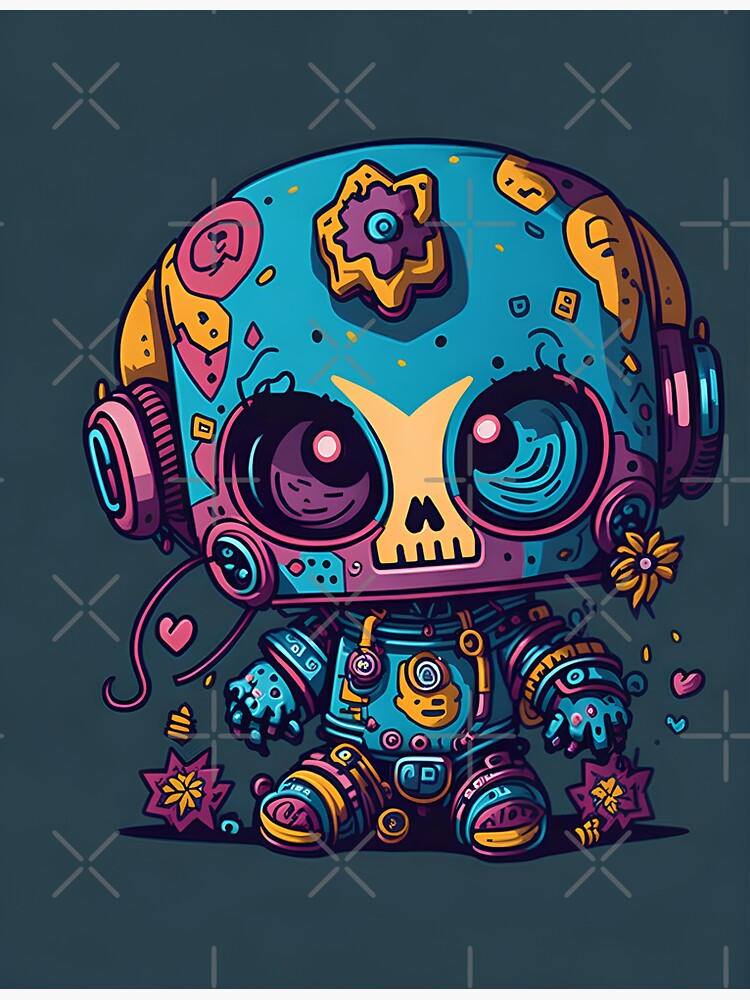 "cute skull babyrobot kawaii 3" Sticker for Sale by offline24 | Redbubble