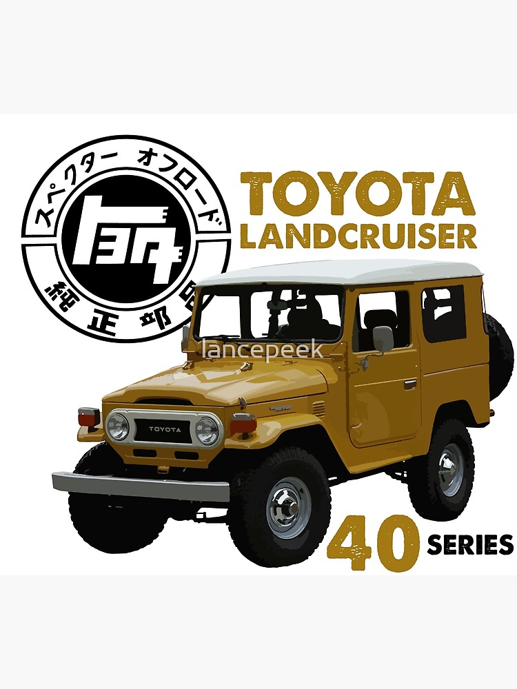 "Yellow Toyota Landcruiser FJ40 with vintage logo" Art Print by ...