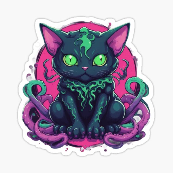"Cathulhu, Lovecraft Cat, Trickster Demon, Kawaii Cute" Sticker for ...