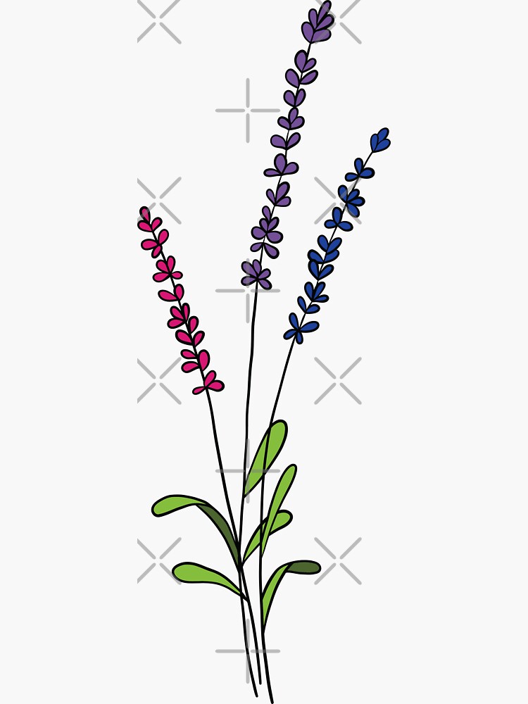 "Subtle bi pride flowers" Sticker for Sale by PeachyLitchi | Redbubble