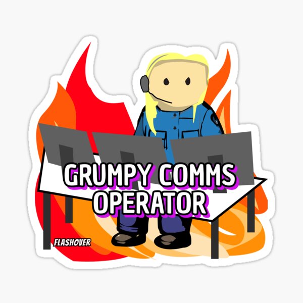 "Grumpy Comms Operator - Female" Sticker for Sale by Flashover | Redbubble