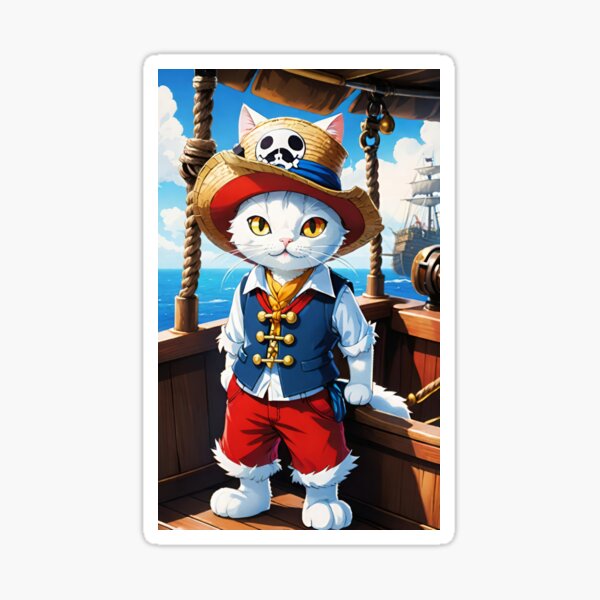 "Cute cat wearing Luffy Outfit." Sticker for Sale by misteranimal ...