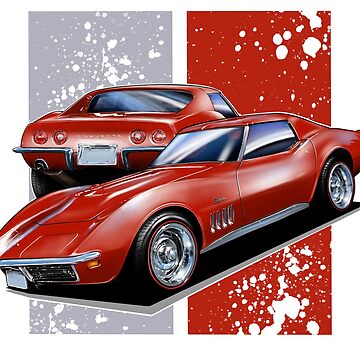 "Hand drawn art of Corvette C3" Sticker for Sale by stefansautoart ...