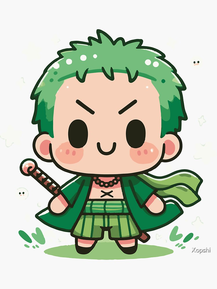 "Chibi Roronoa Zoro" Sticker by Xopshi | Redbubble