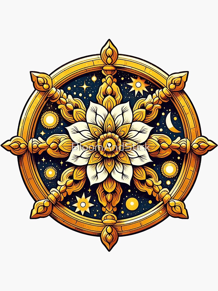"Dharma wheel sticker. Buddhism and religious symbols" Sticker for Sale ...