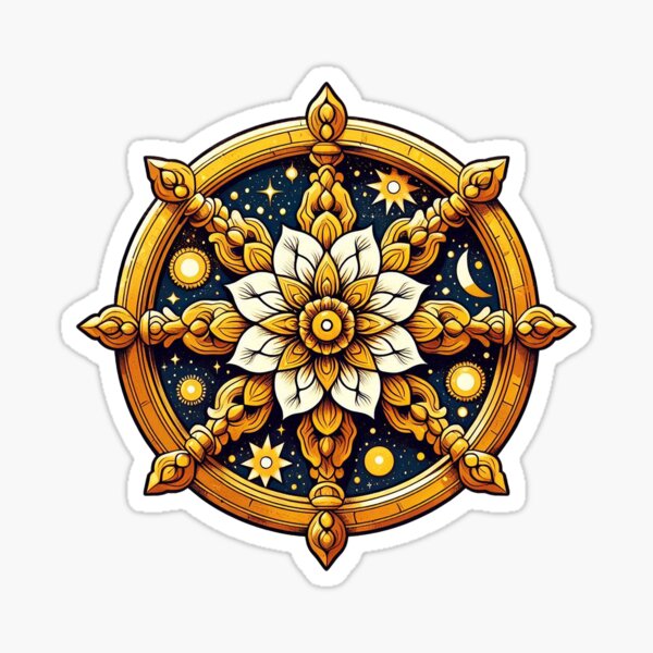 "Dharma wheel sticker. Buddhism and religious symbols" Sticker for Sale ...