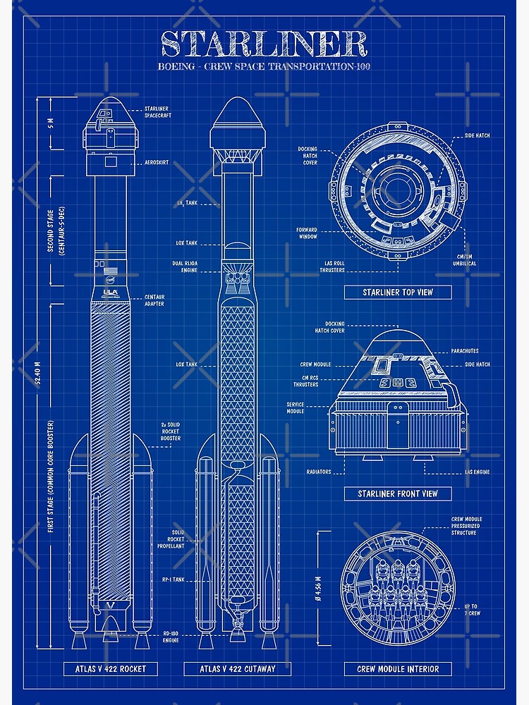 "STARLINER (CST-100) (Blueprint Vertical)" Poster for Sale by BGALAXY ...