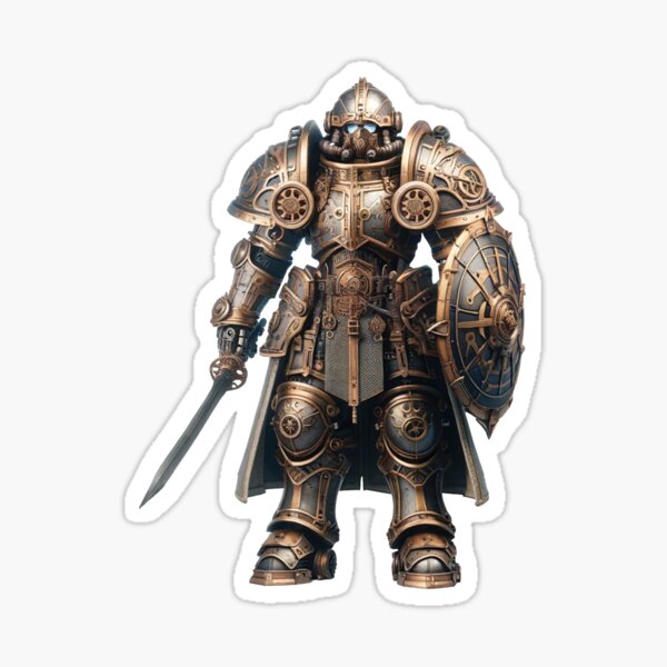 "Steampunk Knight: Mechanical Sentinel" Sticker for Sale by ...
