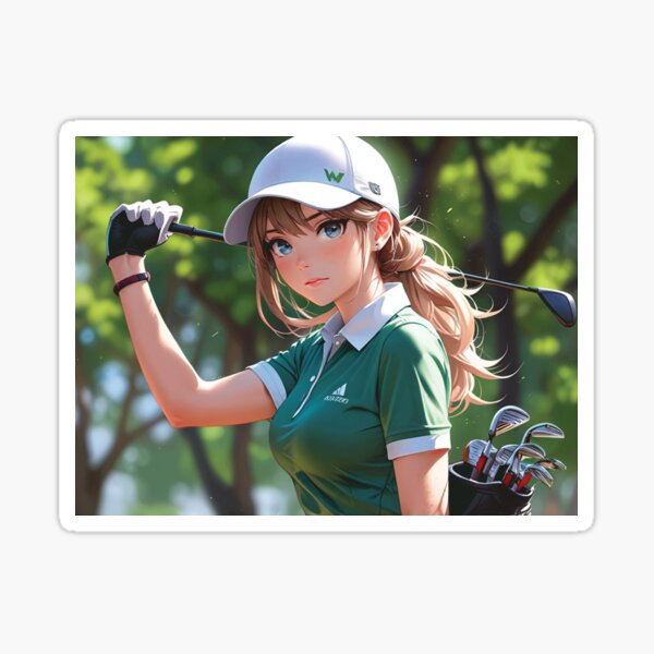 " Cute Anime girl playing golf, Pretty girl holding golf club ...