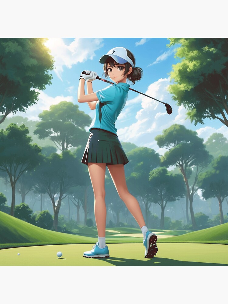 " Cute Anime girl playing golf, Pretty girl holding golf club ...