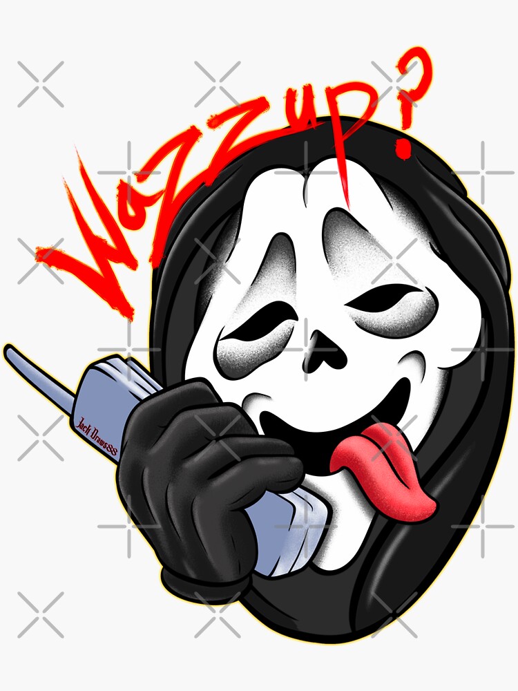 "Ghostface scream wazzup?" Sticker for Sale by JackDraws88 | Redbubble
