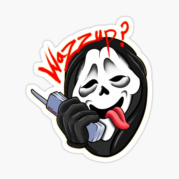 "Ghostface scream wazzup?" Sticker for Sale by JackDraws88 | Redbubble