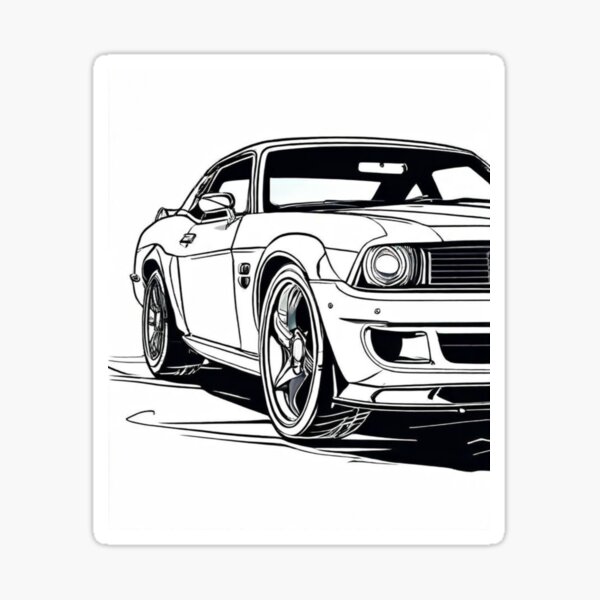 "Classic Ford Mustang Line Art" Sticker for Sale by GraphikKreative ...
