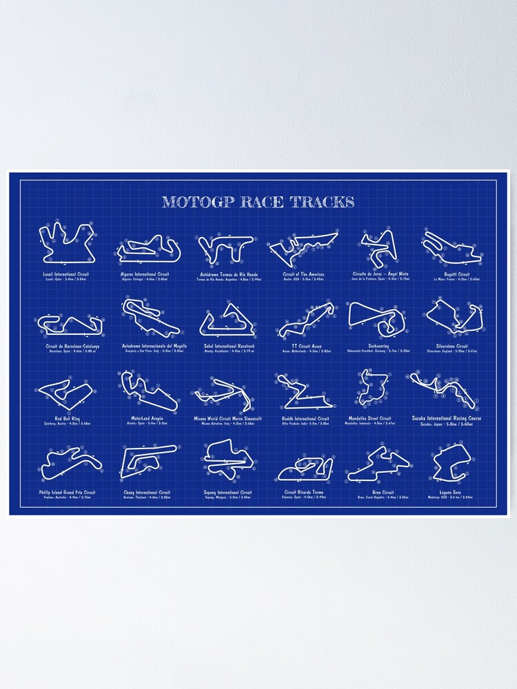 "MotoGP Race Tracks (Blueprint)" Poster for Sale by BGALAXY | Redbubble