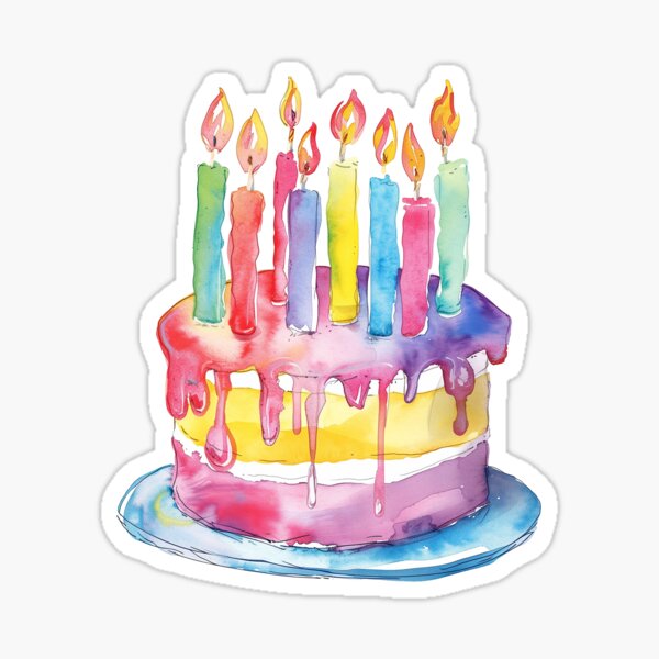 "Happy Birthday Cake" Sticker for Sale by PandaKunst | Redbubble