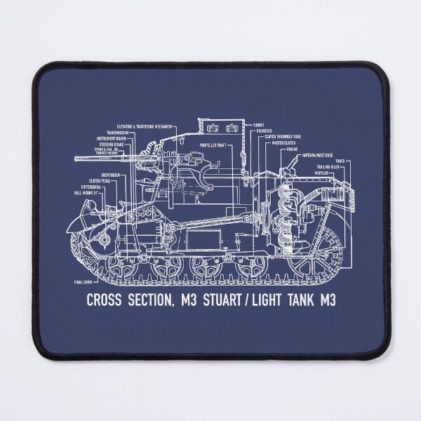 "M3 Stuart WW2 Light Tank Cross Section Diagram Infographic" Mouse Pad ...