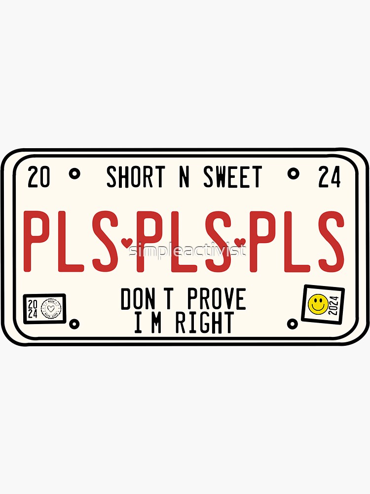 "sabrina carpenter "please please please" cute license plate" Sticker ...