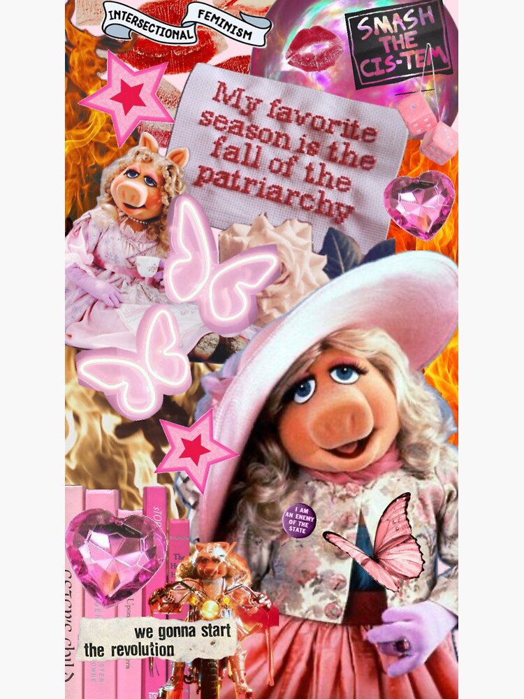 "Miss Piggy vs. the Patriarchy // Muppet Collage Art" Sticker for Sale by Evan Bode | Redbubble