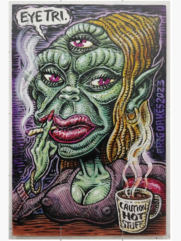 "Freaky Green-Skinned Triclops Lady (aka “EYE TRI”)" Art Board Print ...