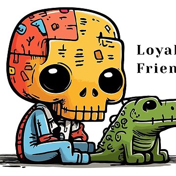 "Loyal Friend - a skeleton with a crocodile pet for best friend, a ...