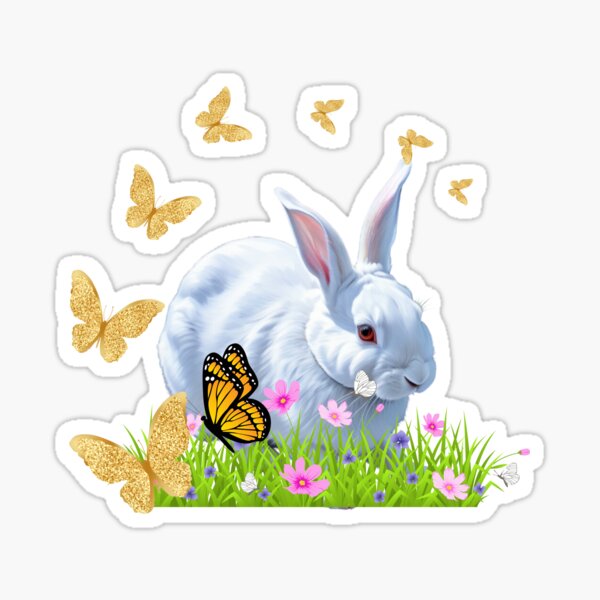 "Beautiful white rabbit " Sticker for Sale by Camwiz | Redbubble