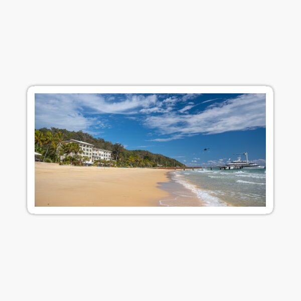 "The beach, hotel, jetty and helicopter at Tangalooma Island Resort ...