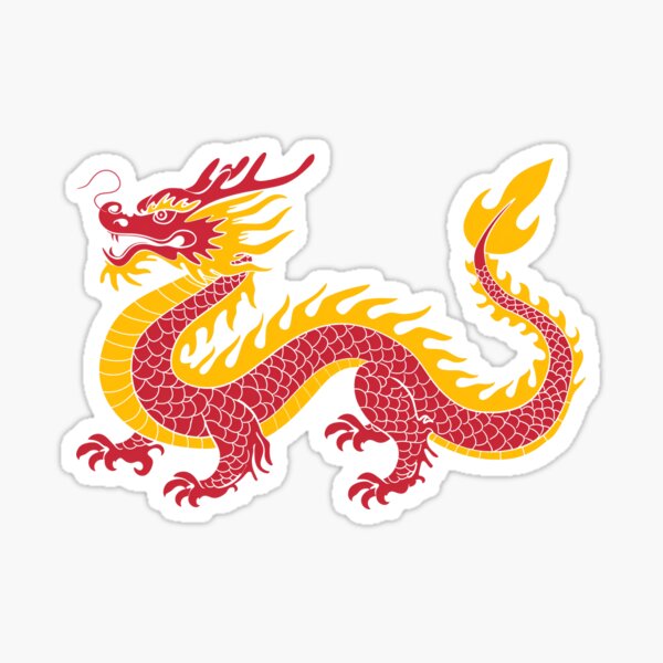 "chinese dragon with red and yellow color " Sticker for Sale by ...