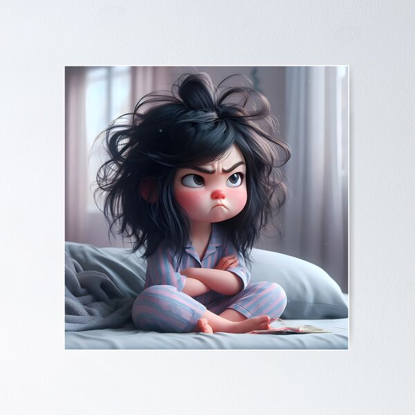 "Eselle 01: Adorable AI Art of a Moody Girl in Pajamas" Poster for Sale ...