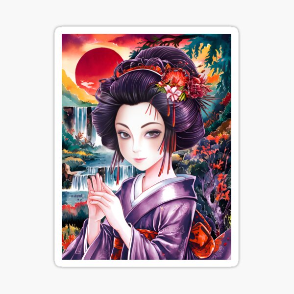 "Painting of a geisha" Sticker for Sale by kateds14 | Redbubble
