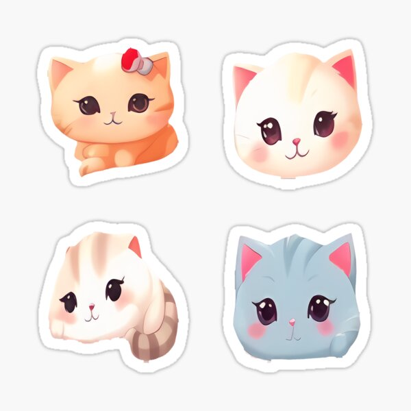 "Cute kawaii cat pack" Sticker for Sale by moodsticker | Redbubble