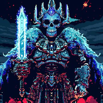 "Lich King Zombie Pixel Fantasy Necromancer Retro Gaming" Sticker for ...