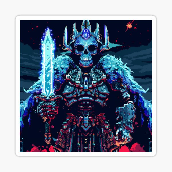 "Lich King Zombie Pixel Fantasy Necromancer Retro Gaming" Sticker for Sale by Kaos-Bit | Redbubble