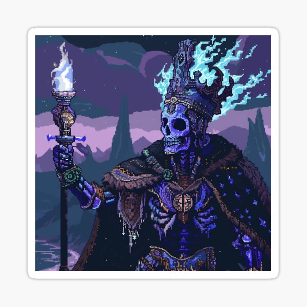 "Necromancer Wizard Lich King Pixel 8-Bit Retro Gaming" Sticker for ...