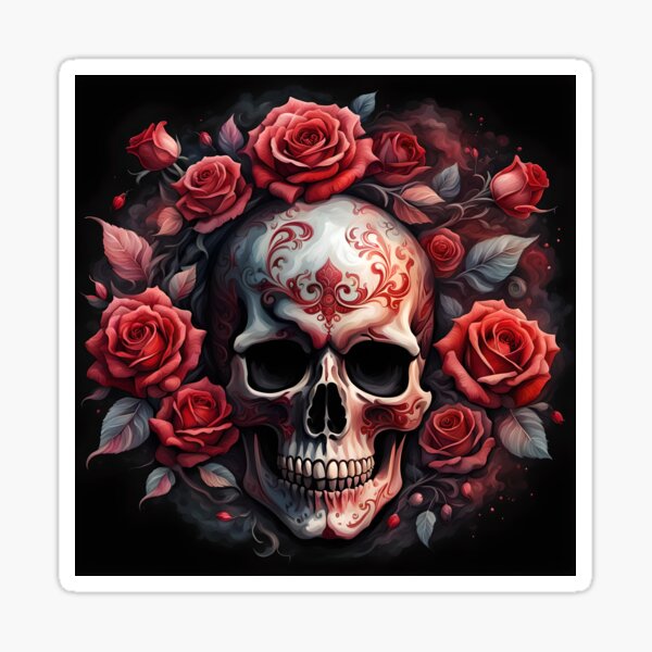 "Intriguing scull with beautiful roses" Sticker for Sale by Magixa ...