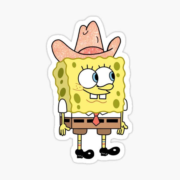 "Sparkly Cowboy Hat SpongeBob " Sticker for Sale by Kjerstiana | Redbubble