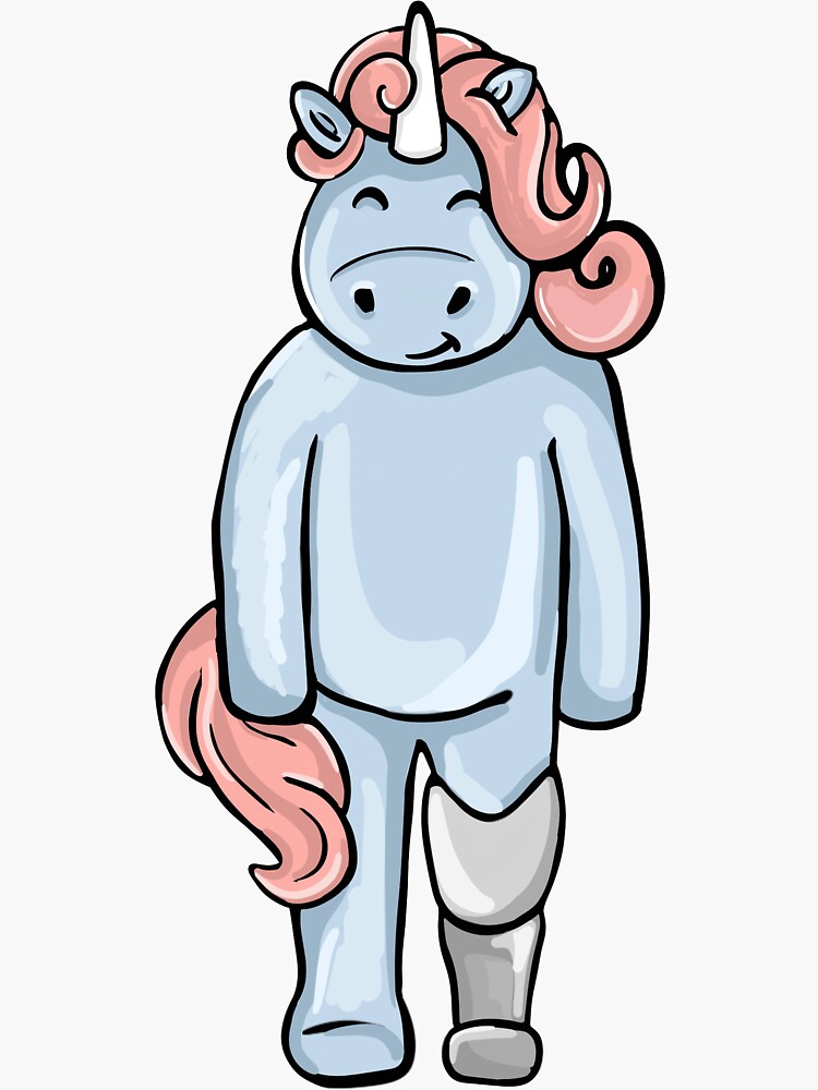 "Blue Unicorn with Prosthetic Leg" Sticker for Sale by InclusiveDinos ...