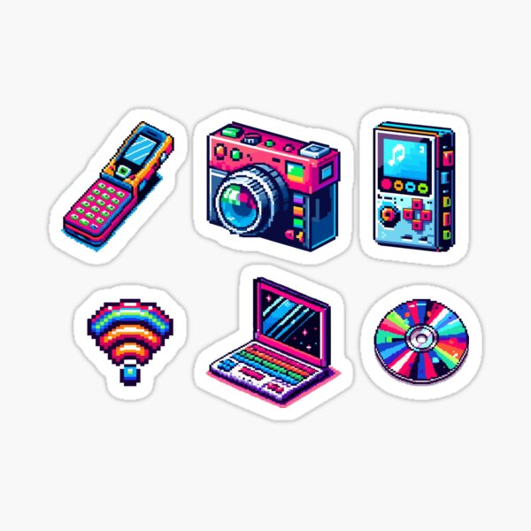 "Y2K Tech Retro Neon Sticker Pack" Sticker for Sale by 90s-Mall | Redbubble
