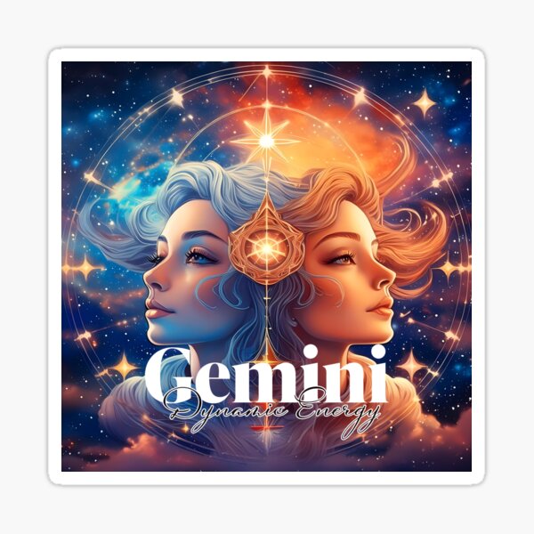 "Gemini Star Power - Cosmic Twins Artwork" Sticker for Sale by ...
