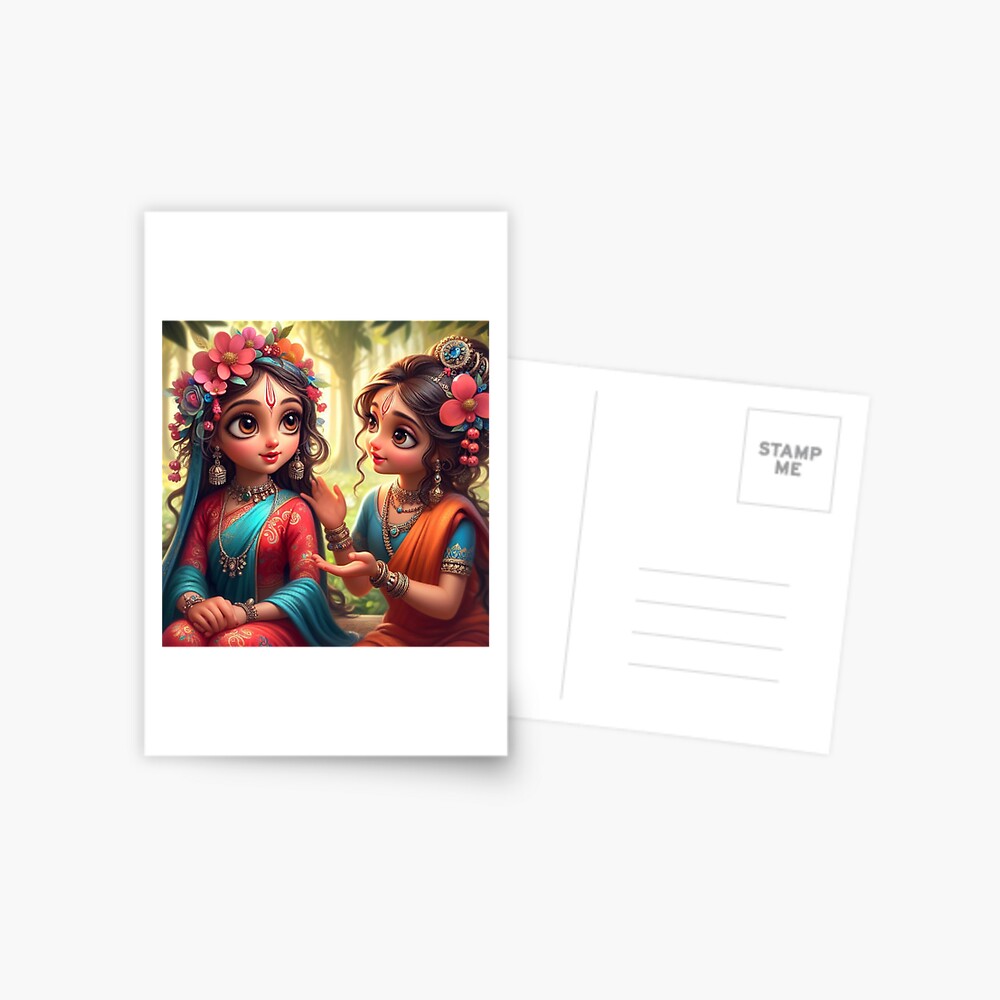 "Beautiful Radha Rani Talking with Friend about Krishna" Sticker for ...