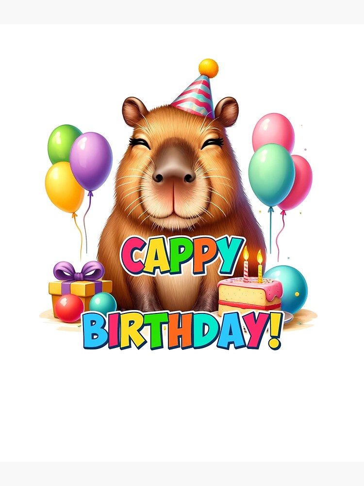 "Capybara Cappy Birthday!" Greeting Card for Sale by GloxxiDesign ...
