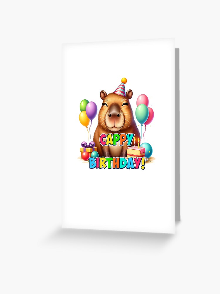 "Capybara Cappy Birthday!" Greeting Card for Sale by GloxxiDesign ...